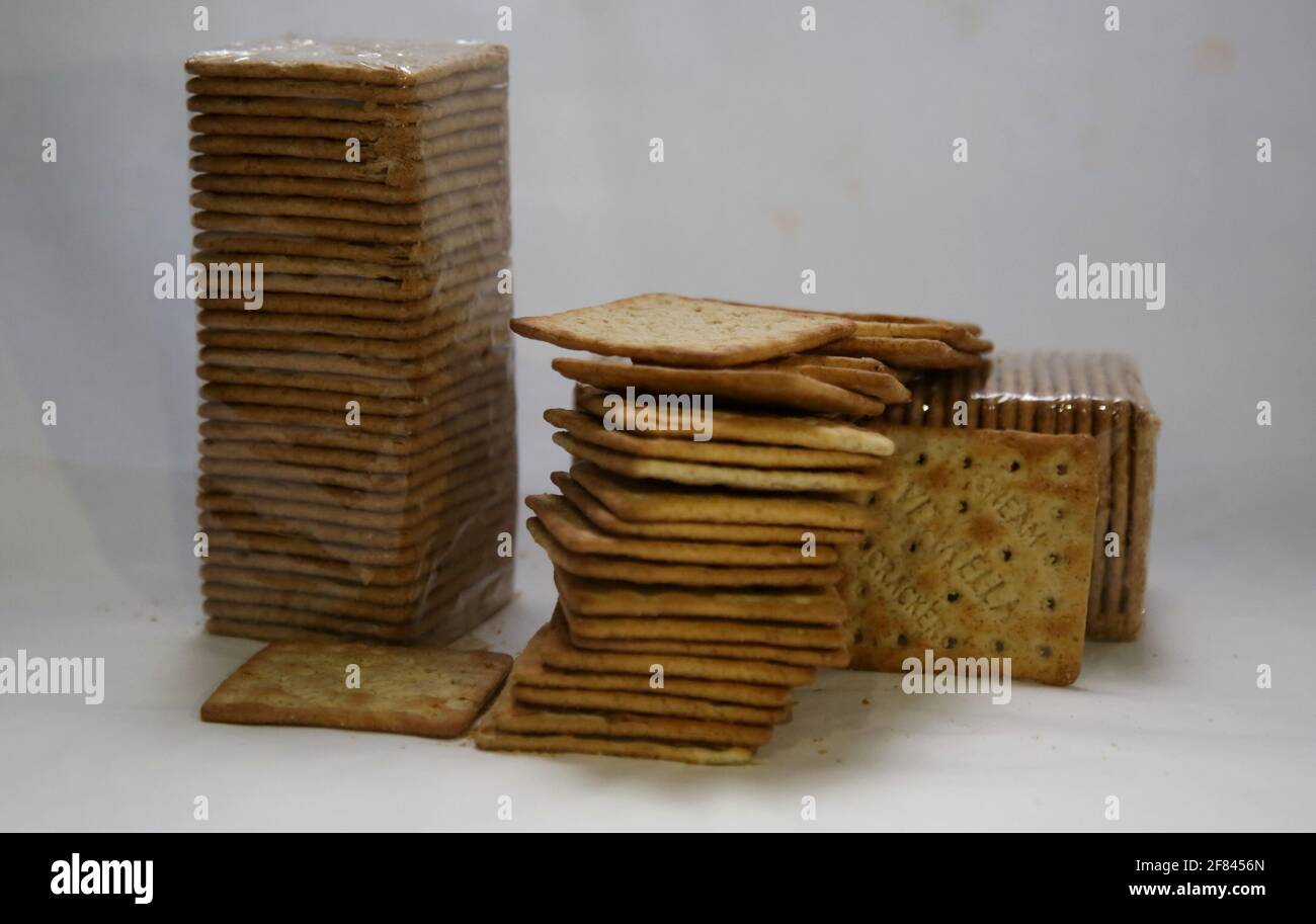 salvador, bahia / brazil - may 26, 2020: cream cracker cookies are seen ...