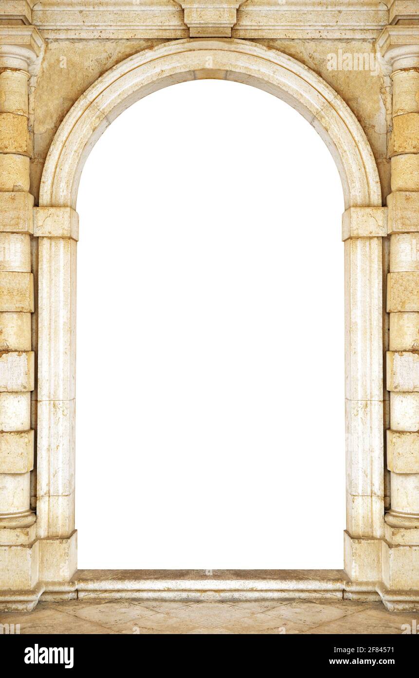 Ancient arch doorway on a white background Stock Photo - Alamy
