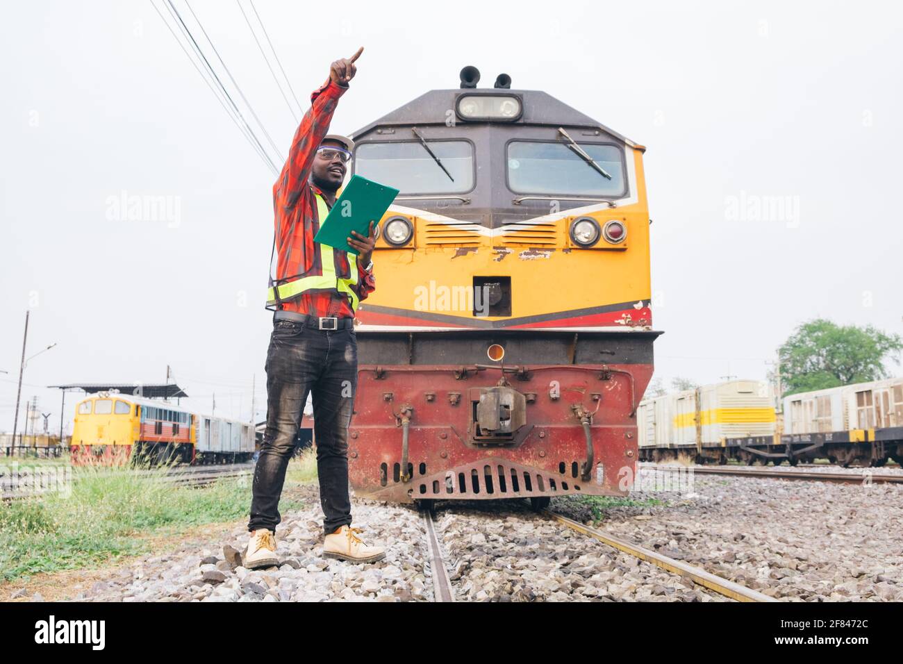 African american train engineer hi-res stock photography and images - Alamy