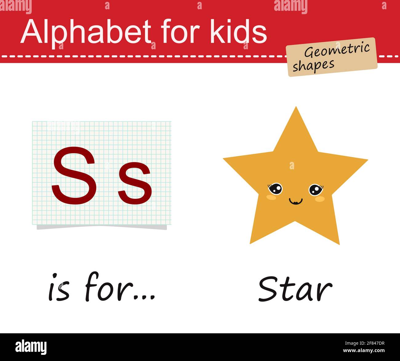 Alphabet for children. Geometric shapes, star. Cartoon flat style ...
