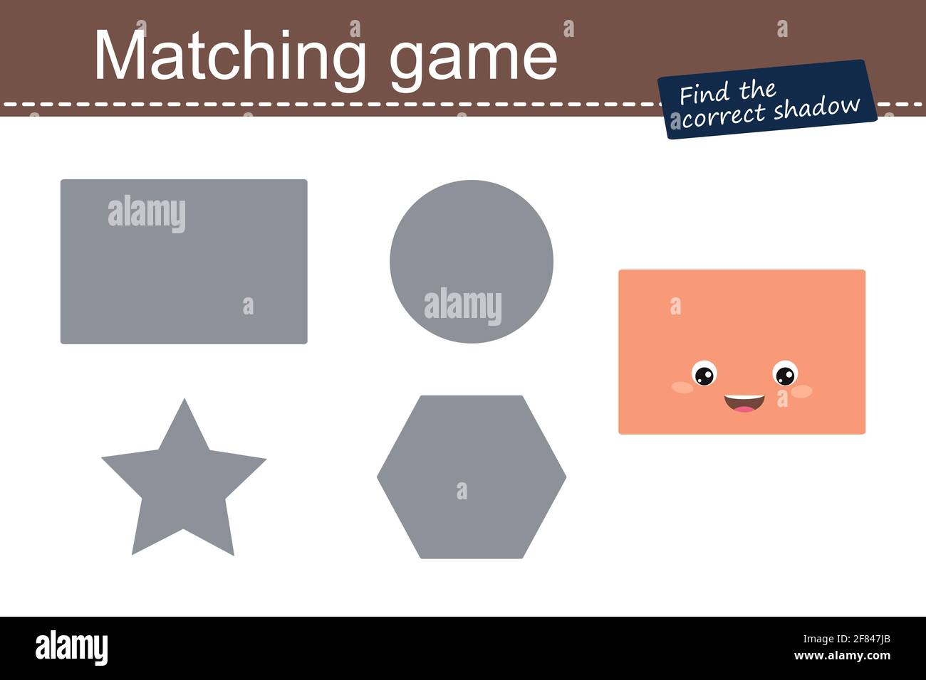 Matching game for children. Geometric shapes, rectangle. Cartoon flat ...