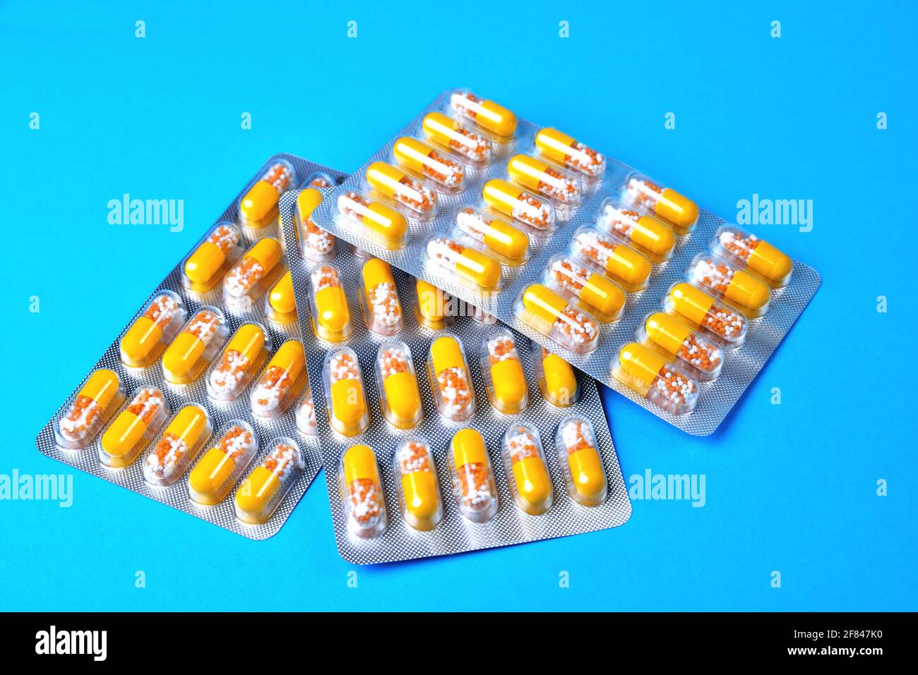 capsules in a blister, a medicine, tablets, vitamins in the form of ...