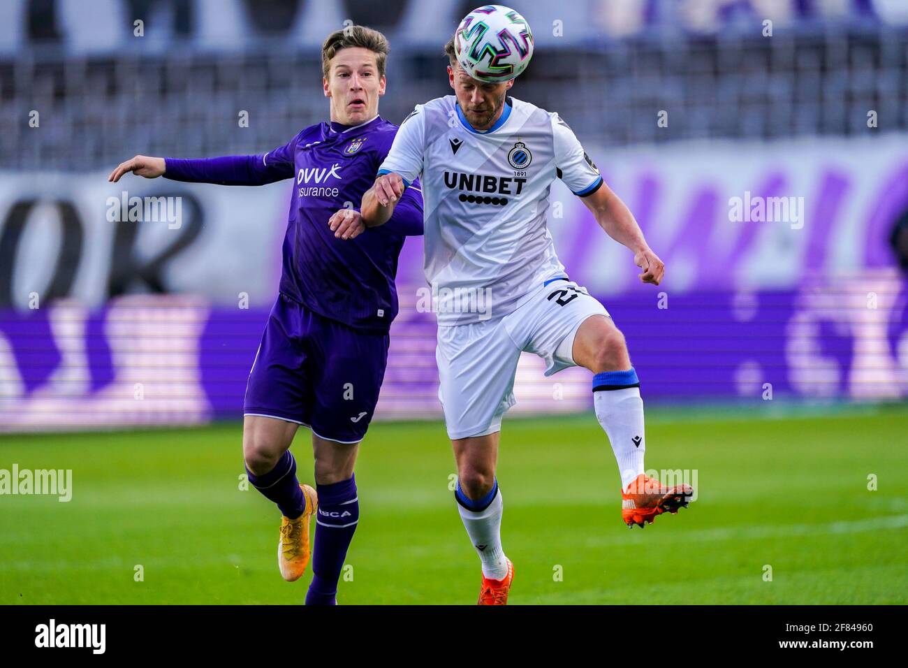 ANDERLECHT, BELGIUM - APRIL 11: Yari Verschaeren of RSC Anderlecht ...