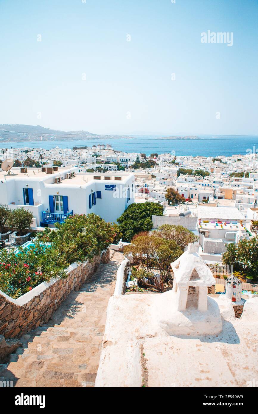 Beautiful architecture building exterior with cycladic style in Greece ...