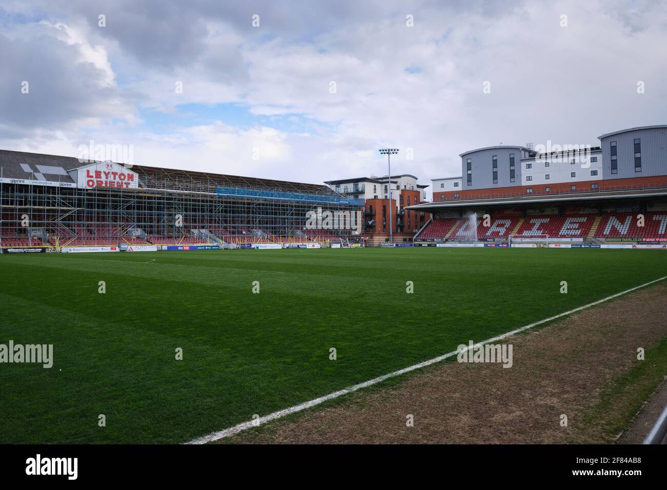 London, UK. 11th Apr, 2021. Building work at the Breyer Group Stadium ...
