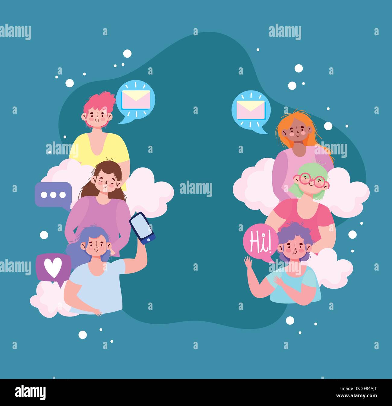 people with mobile chat talking Stock Vector Image & Art - Alamy