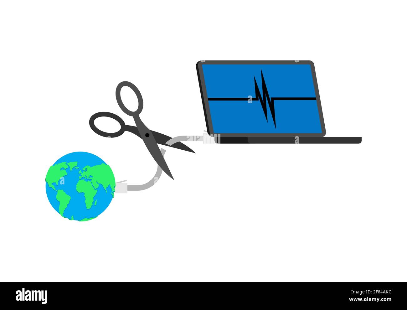 Cut internet cable. End of internet. End of world wide web Stock Vector ...