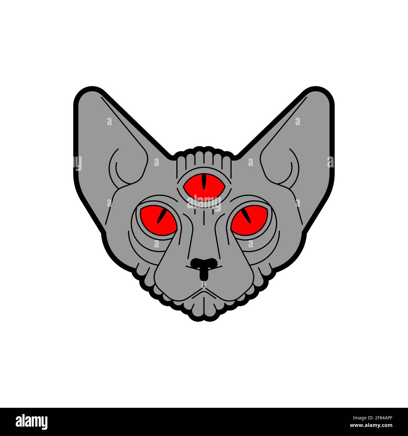Cat Demon. Satanic symbol. Satan with cat head. Devil symbol pentagram ...