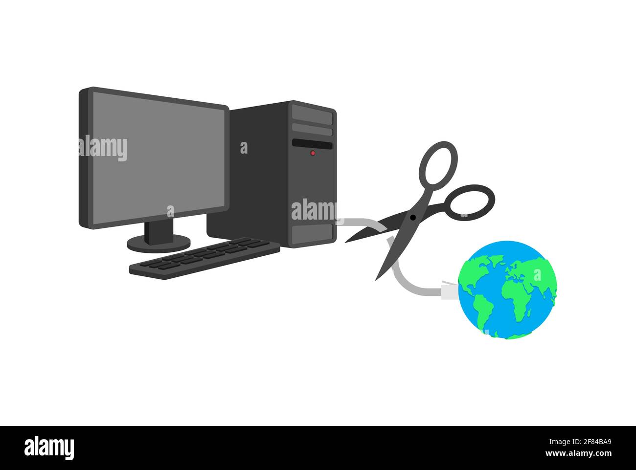 Cut internet cable. End of internet. End of world wide web Stock Vector ...