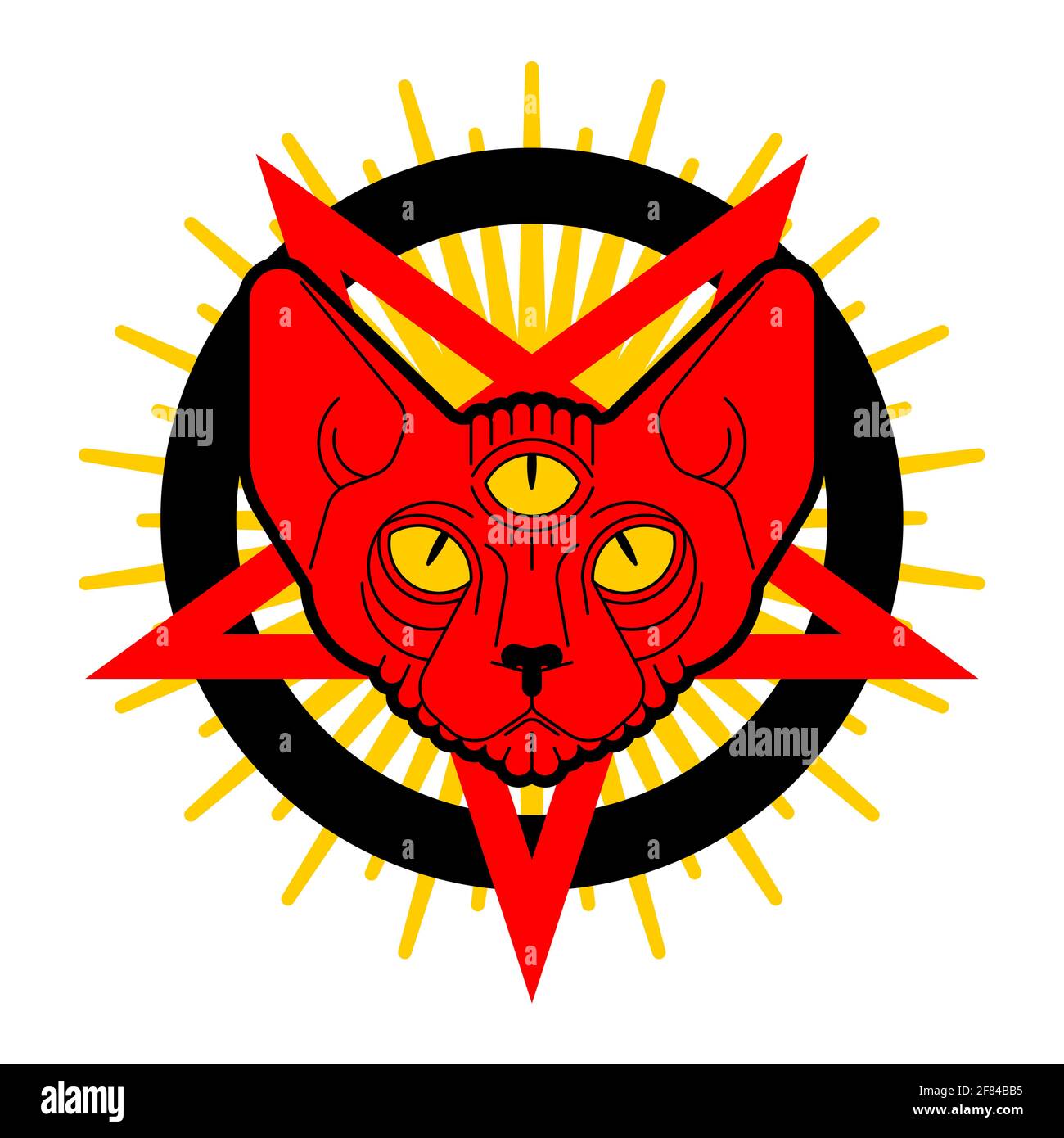 Cat Demon. Satanic symbol. Satan with cat head. Devil symbol pentagram ...