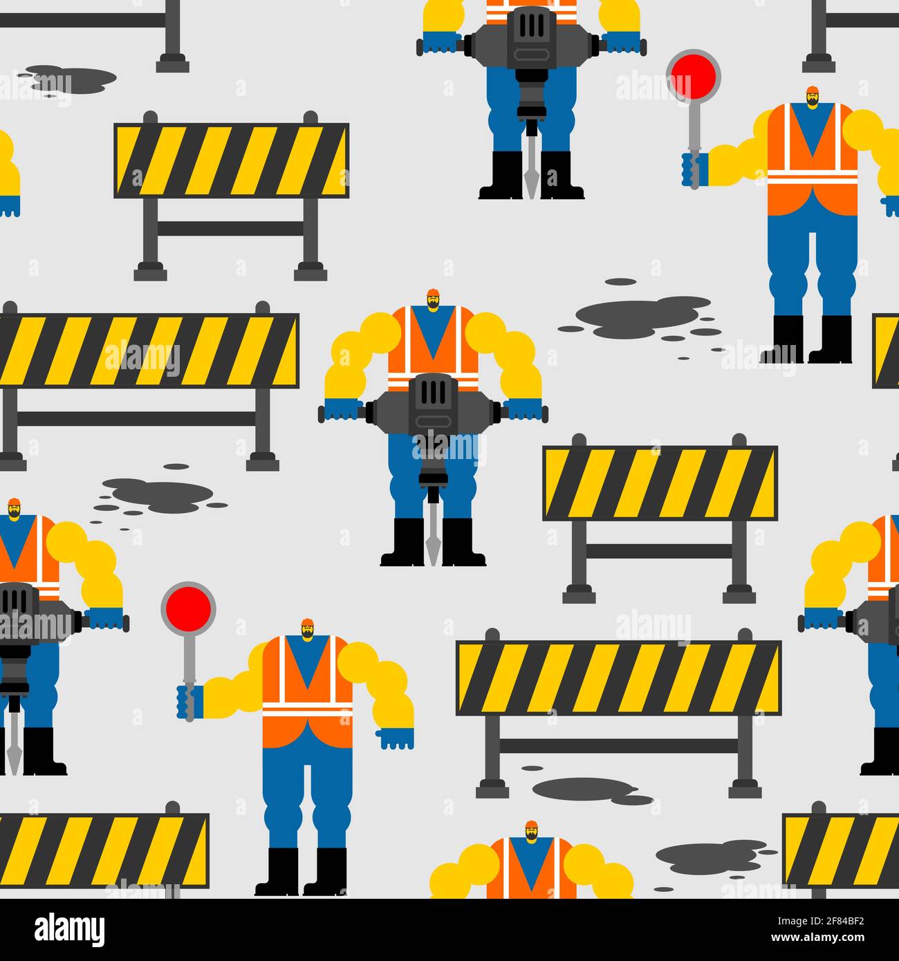 Road worker pattern seamless. Roadman background. Service asphalt ...
