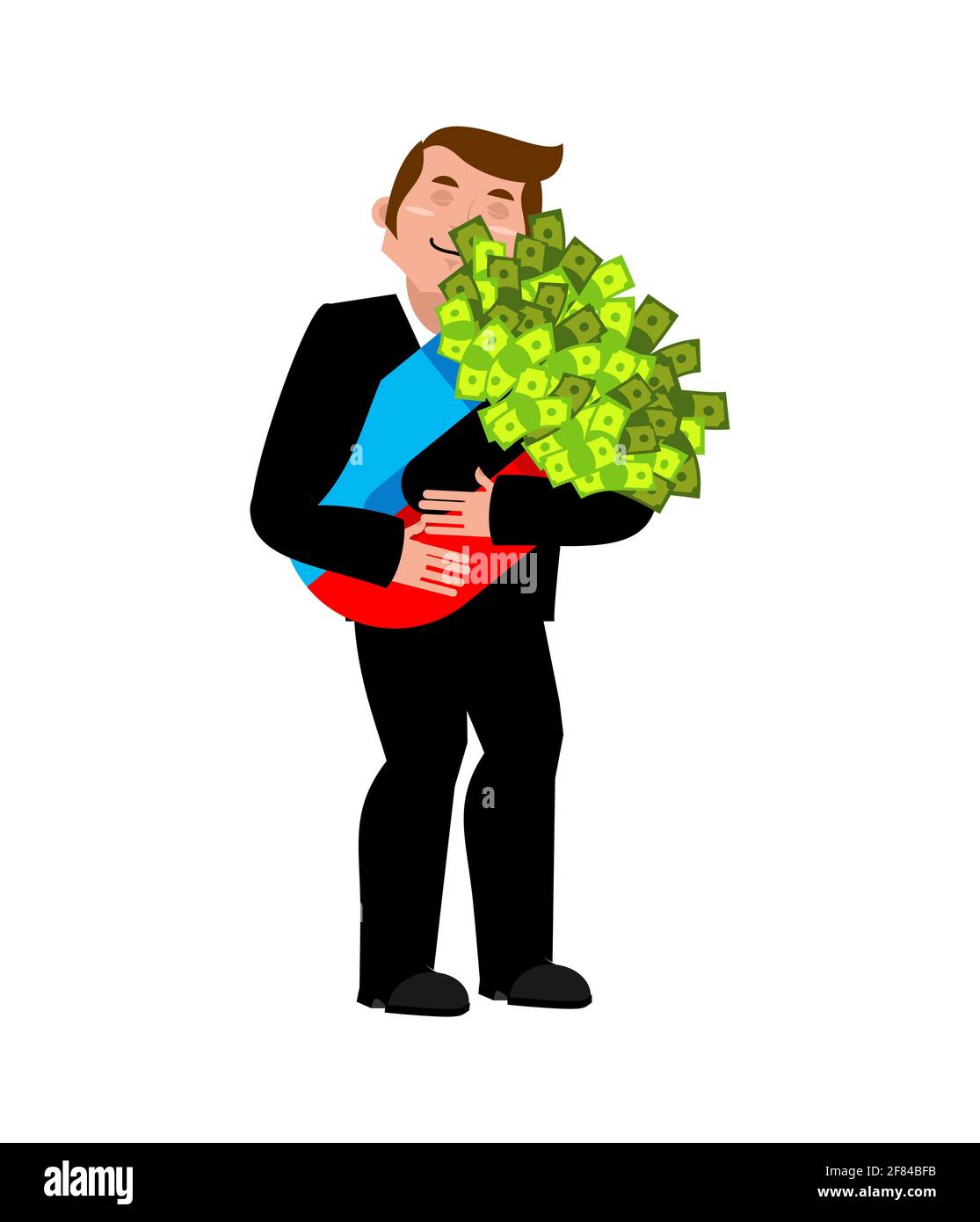 Man and Money magnet isolated. Attracting dollars. Concept Get rich ...