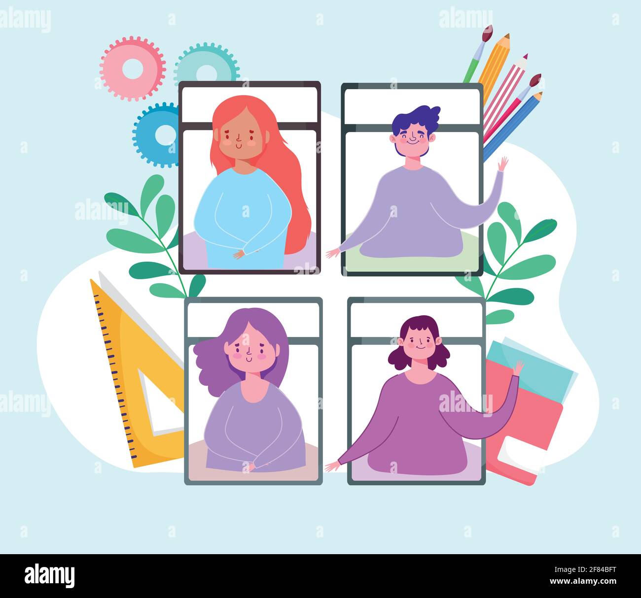 students learning by webinar cartoon Stock Vector Image & Art - Alamy