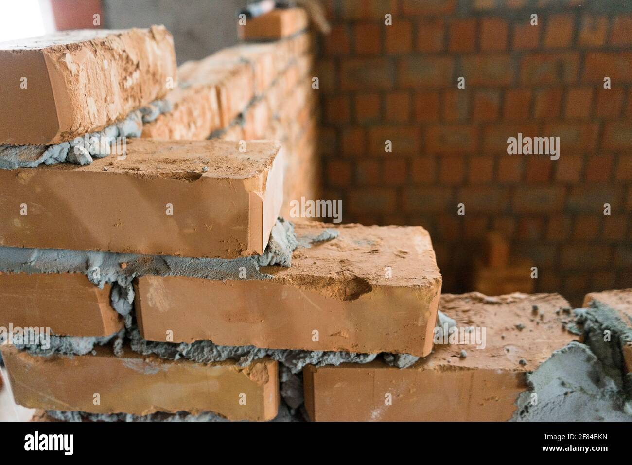 Brickwork of brick, folded in a certain way and fixed with mortar ...