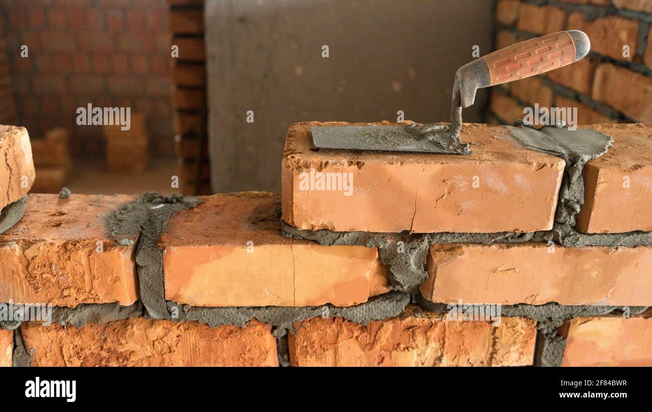 Brickwork of brick, folded in a certain way and fixed with mortar ...