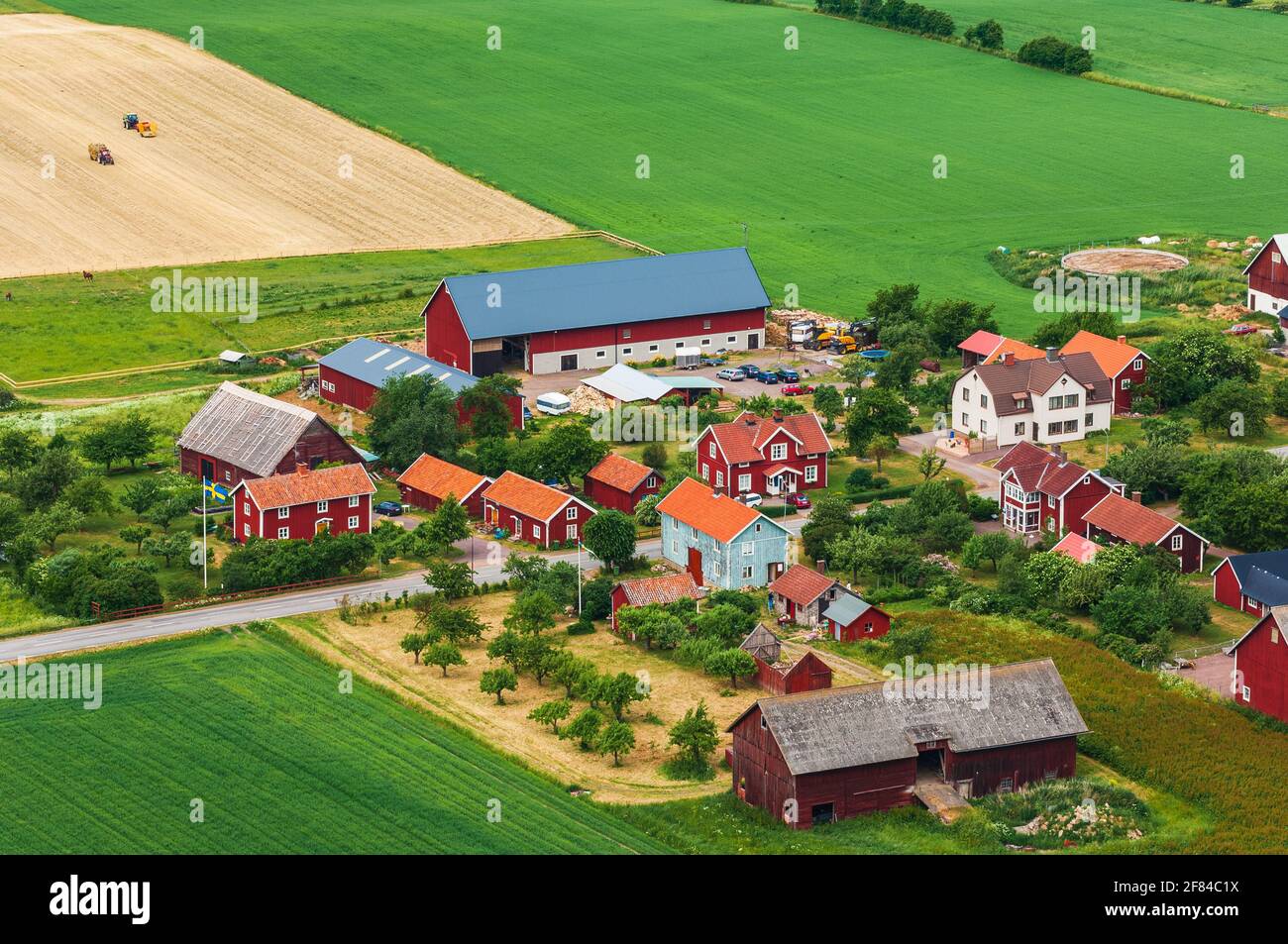 Farm and houses from above Stock Photo - Alamy