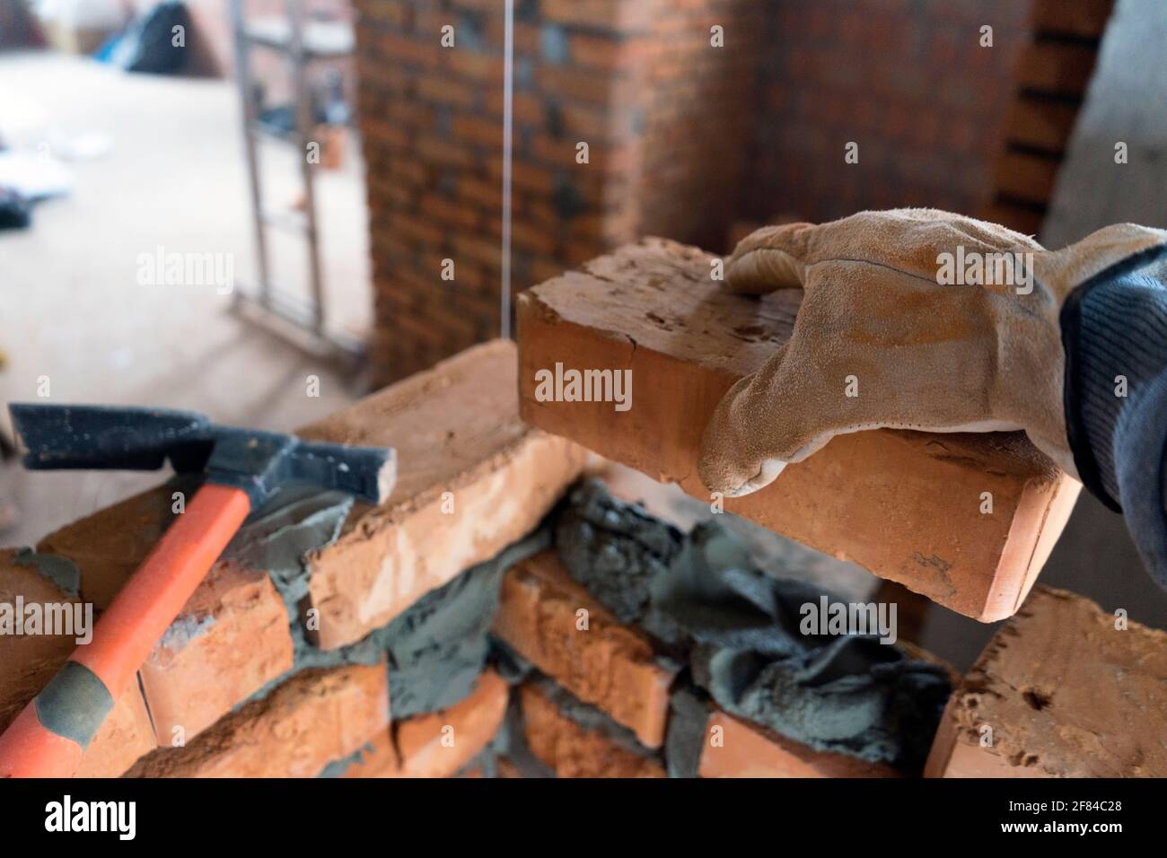 Brickwork of brick, folded in a certain way and fixed with mortar ...