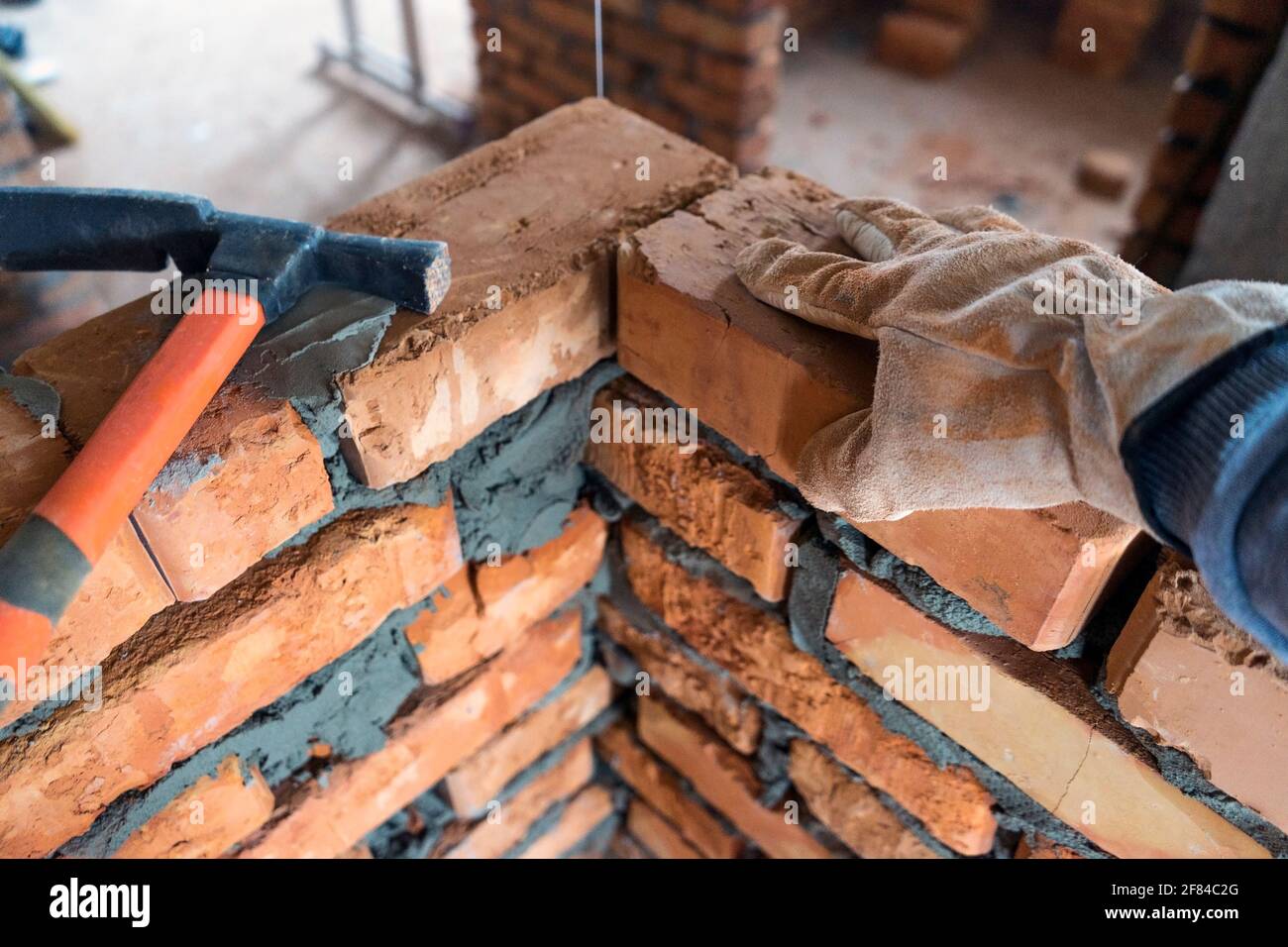 Brickwork of brick, folded in a certain way and fixed with mortar ...