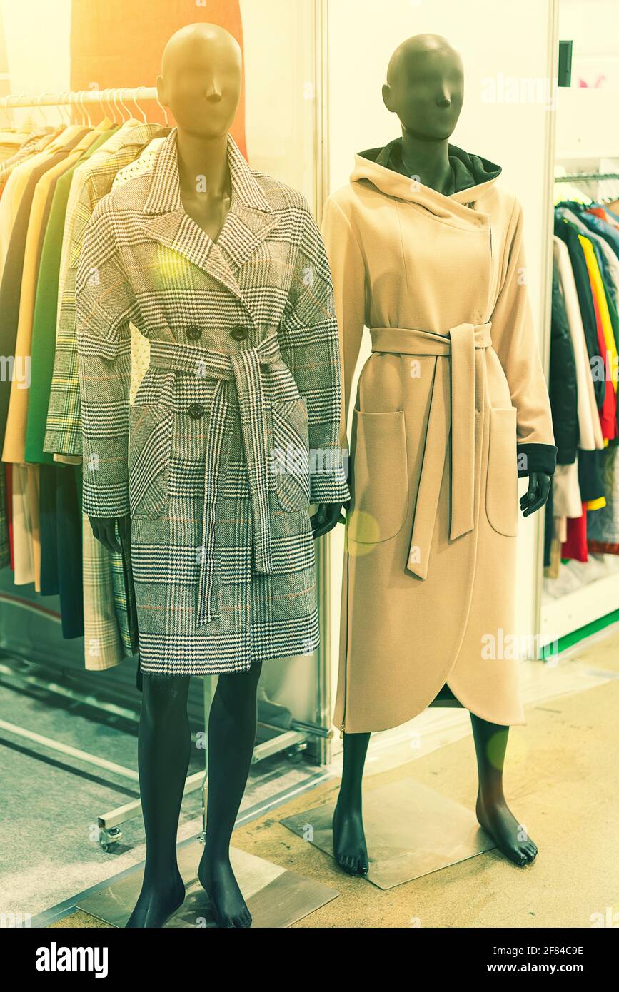 spring and summer women's clothing in the store. bright, modern clothes ...