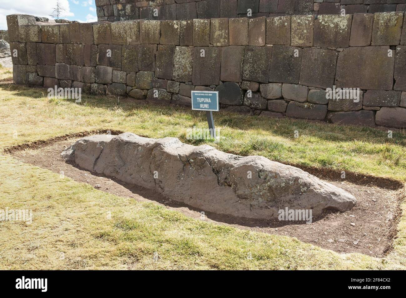 Inca measuring stone, Tupuna Rumi, in front of the temple of the sun ...