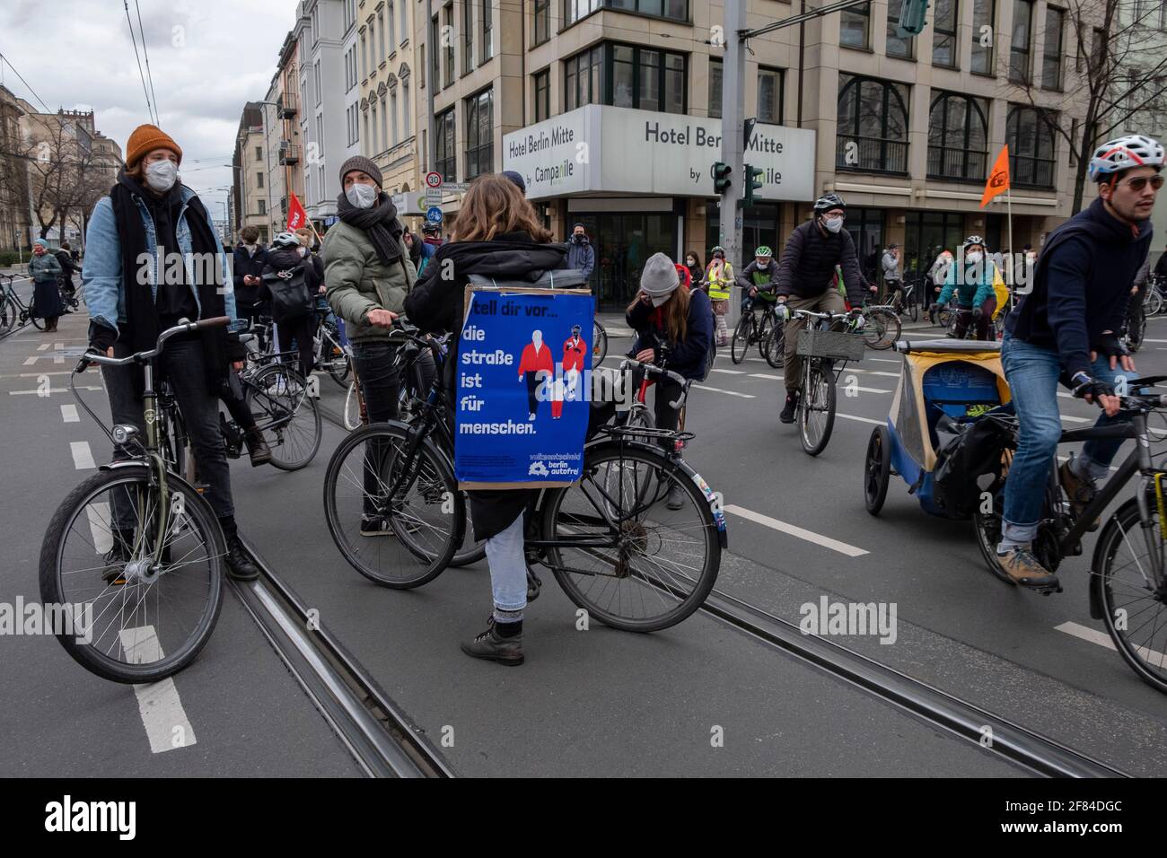 Bike demo in Berlin against A100 Stock Photo - Alamy
