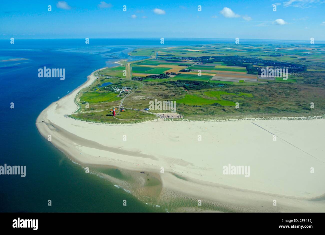 North point with lighthouse, Texel island, North Sea, North Holland ...