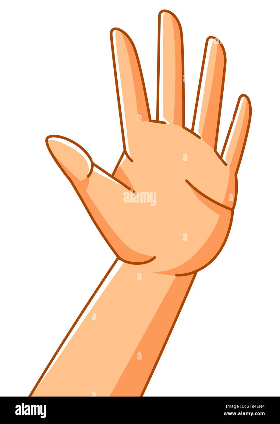 Illustration of hand in stop gesture. Sign of protest and prohibition ...