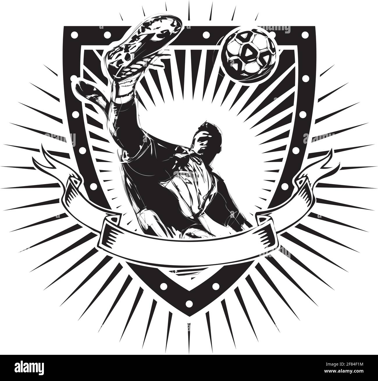 soccer player vector illustration on the shield Stock Vector Image ...