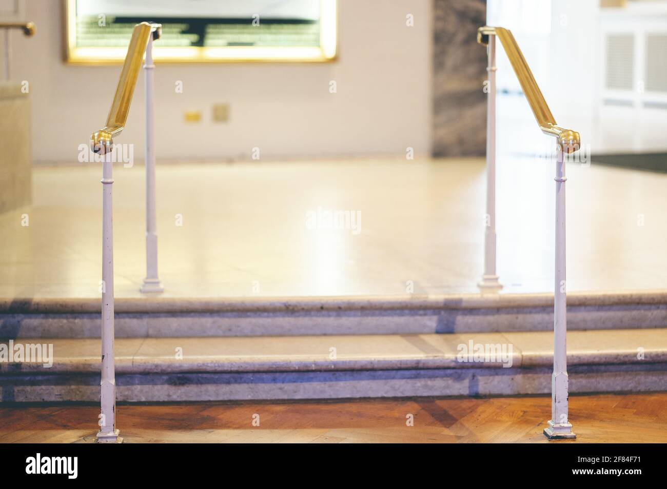 Two handrails on a staircase Stock Photo - Alamy