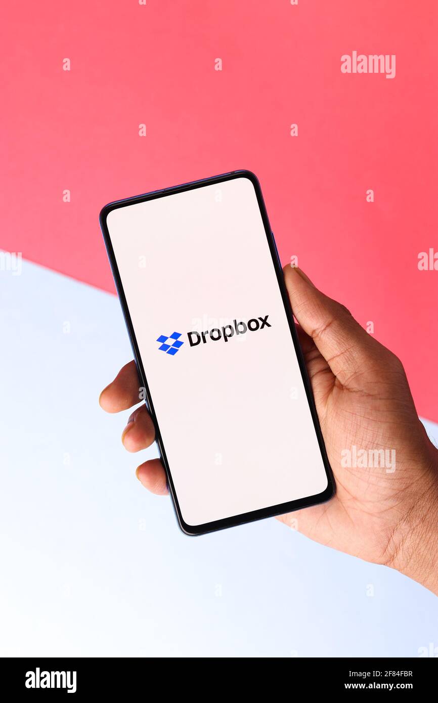 Assam, india - April 10, 2021 : Dropbox logo on phone screen stock ...