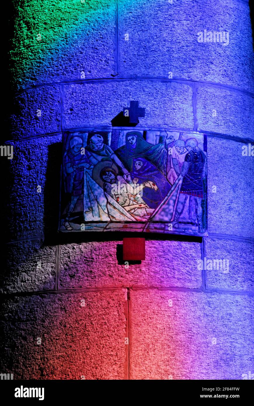 Mural on column, burial of Christ, San Maurizio church, Sanctuary Re ...