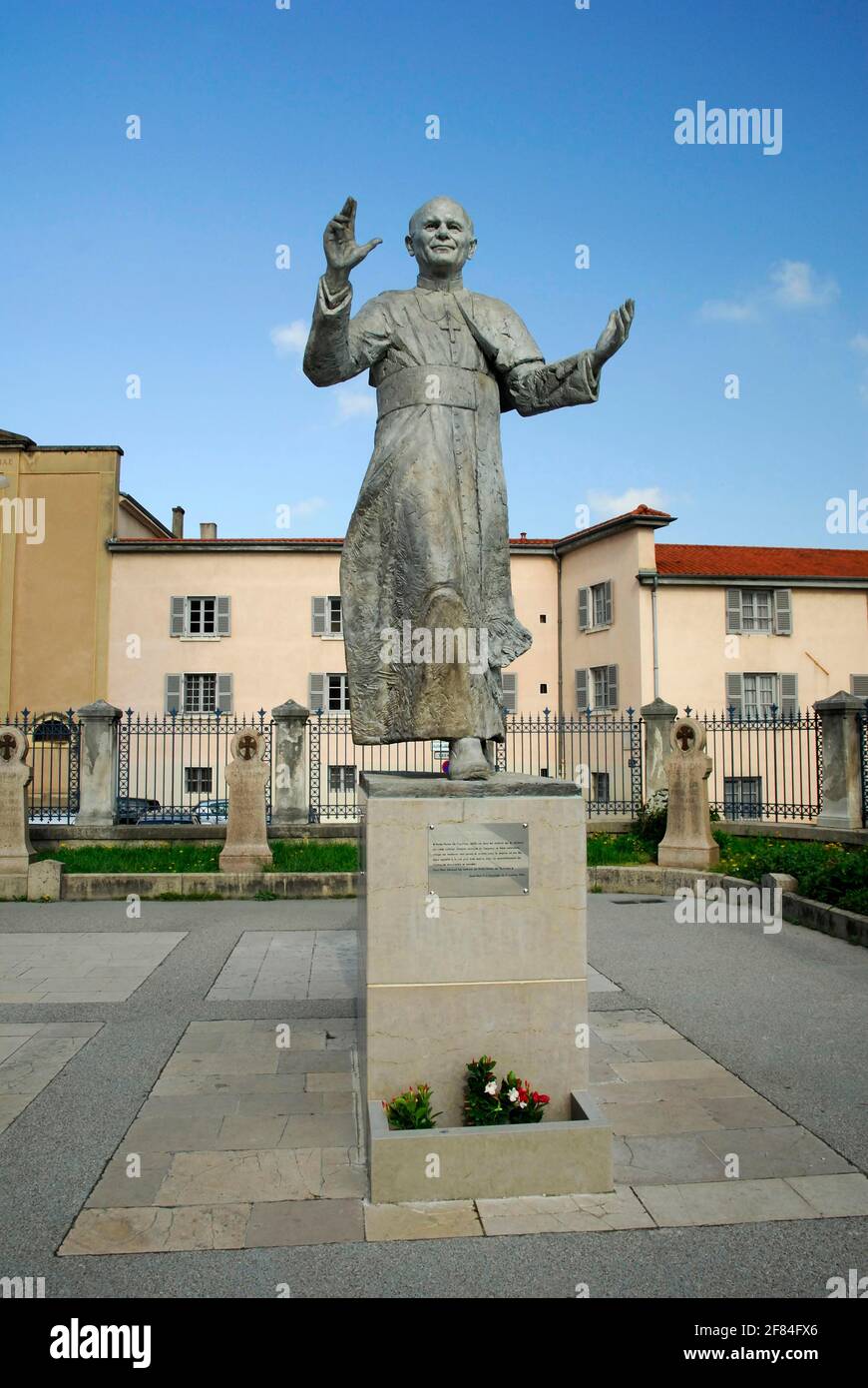 Monument to Pope John Paul II, in front of Basilica Notre-Dame de ...
