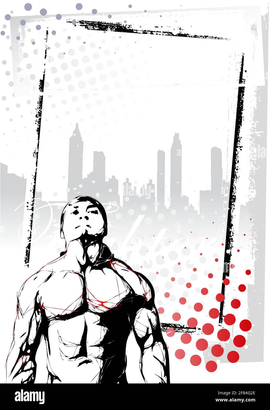 illustration of fighter in the grungy background Stock Vector Image ...