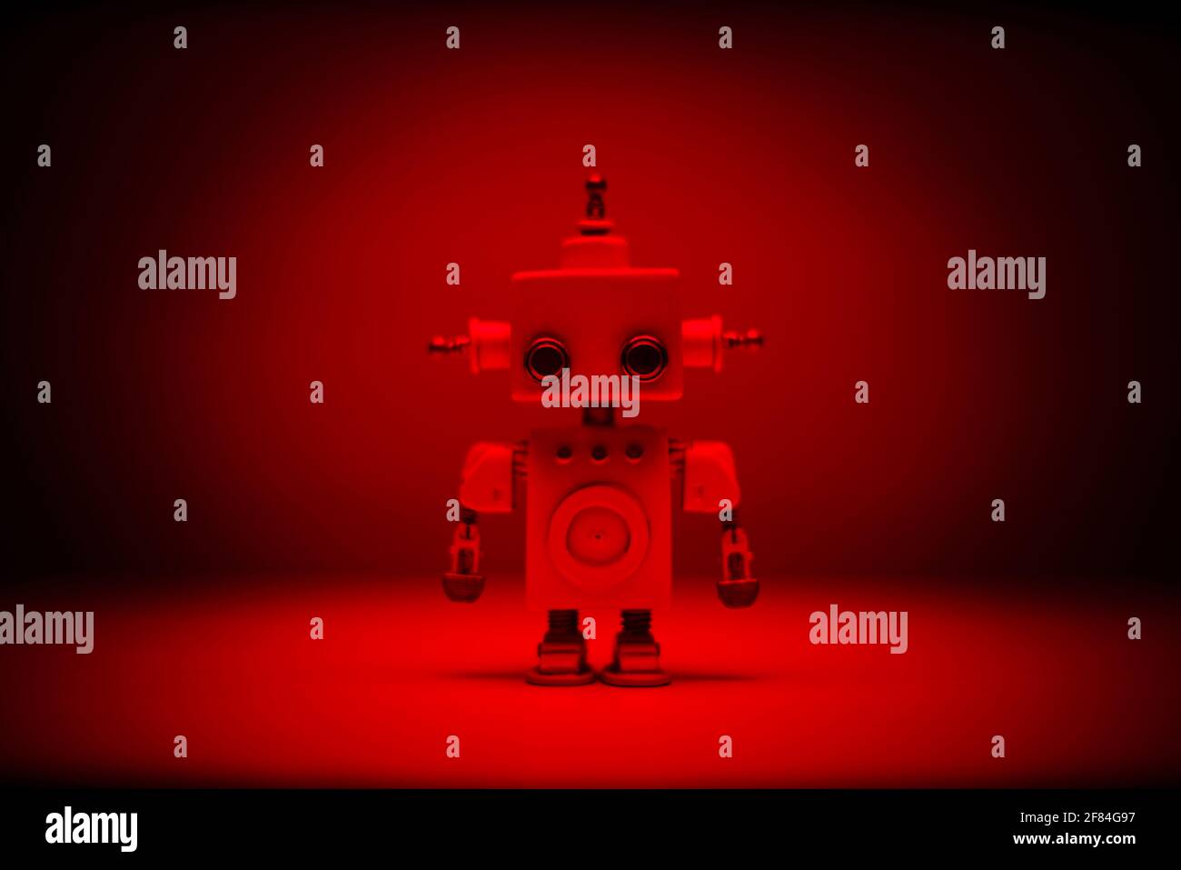 Hand made Robot under red light Stock Photo - Alamy