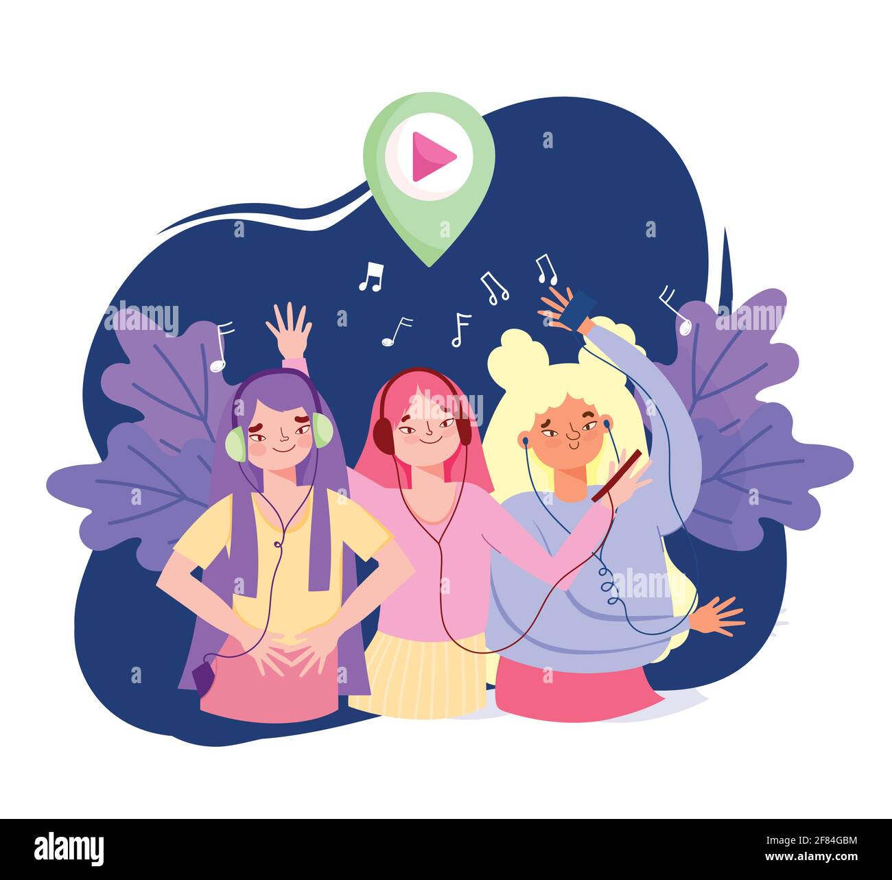 happy people listening music cartoon Stock Vector Image & Art - Alamy