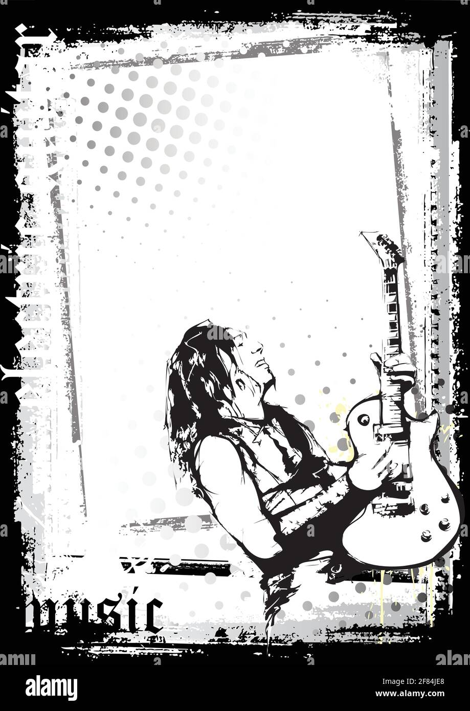 Illustration of guitarist in grunge background Stock Vector Image & Art ...