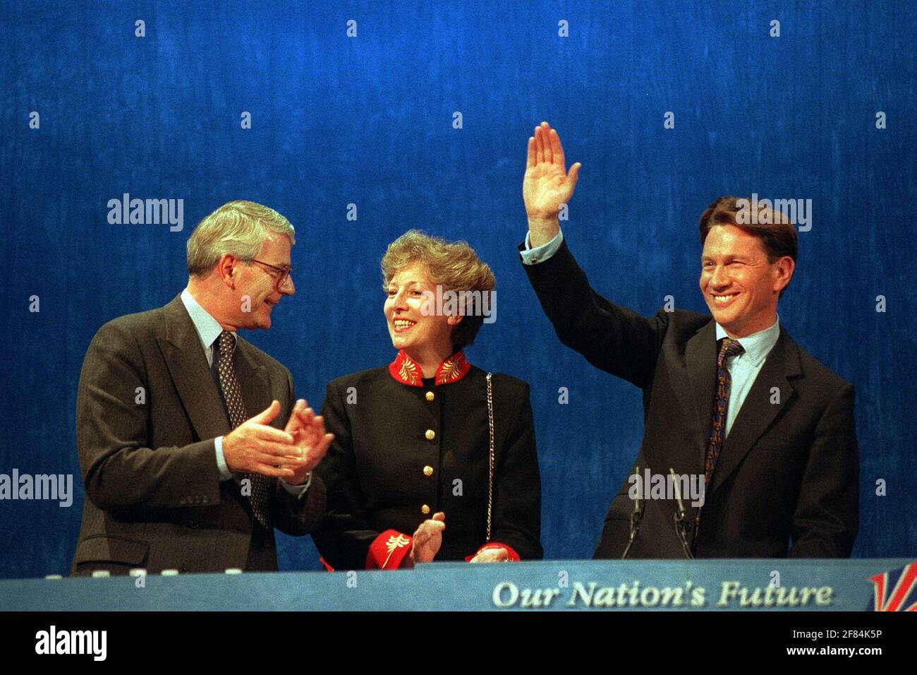 At the end of his at the conservative party conference hi-res stock ...