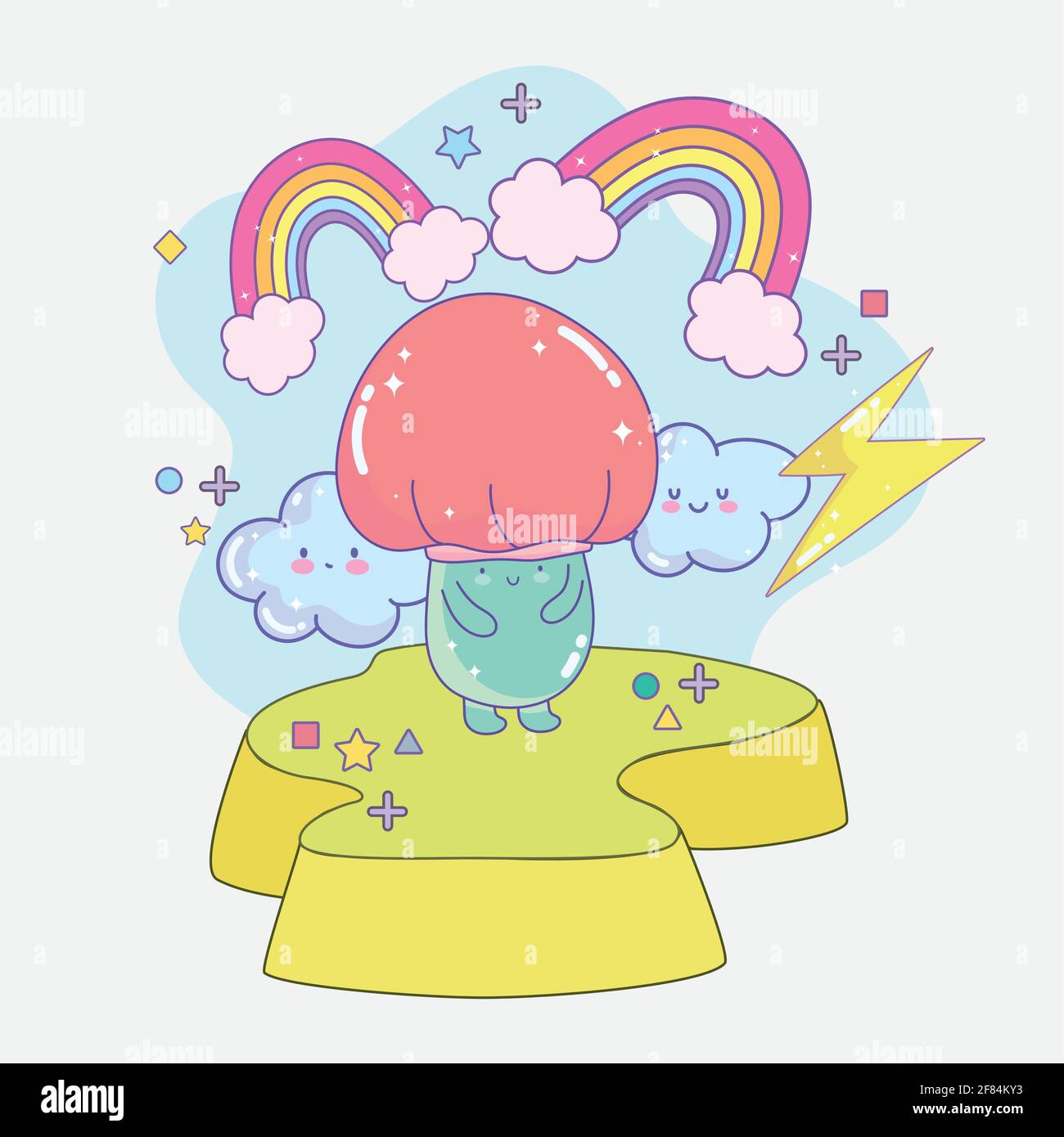 cute mushroom clouds character cartoon Stock Vector Image & Art - Alamy