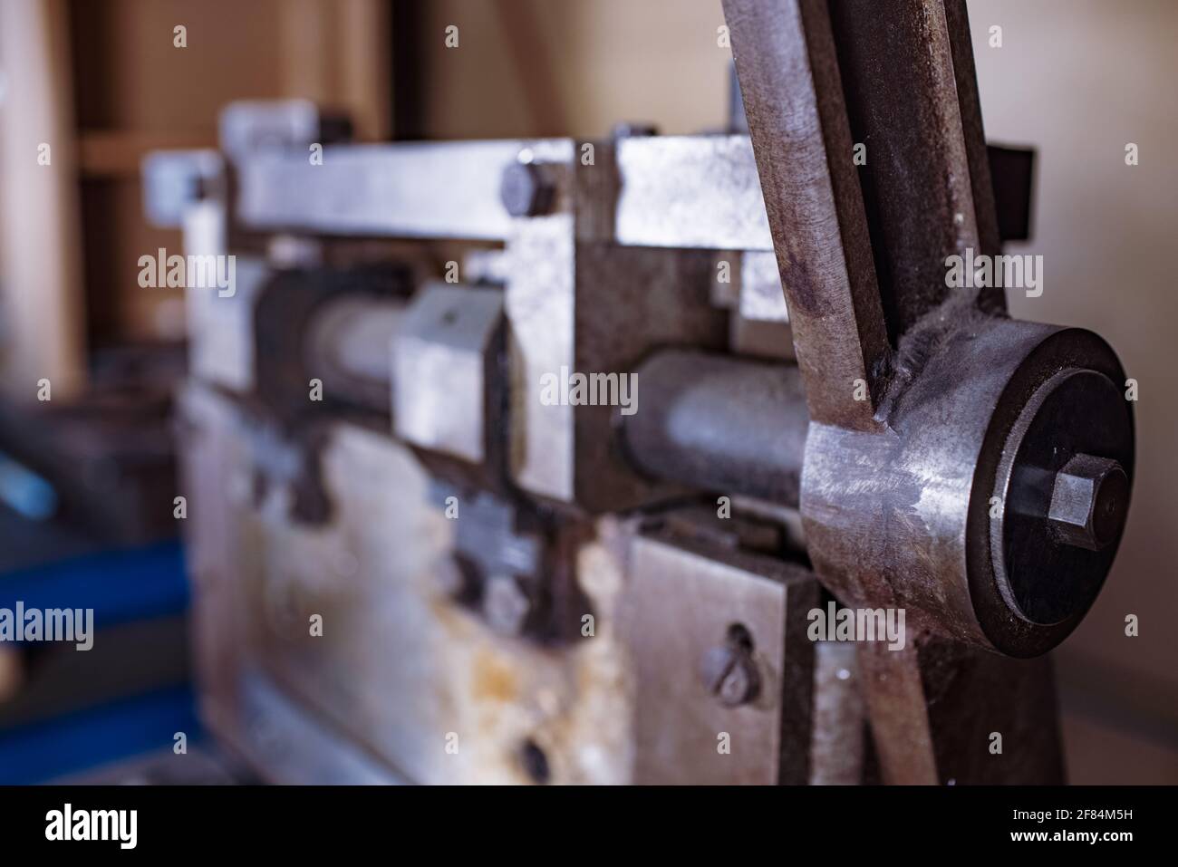 Guillotine machine close-up rusty metal massive parts Stock Photo - Alamy