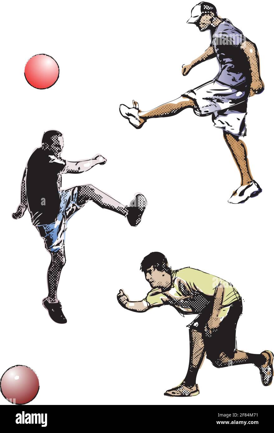 three kickball players Stock Vector Image & Art - Alamy