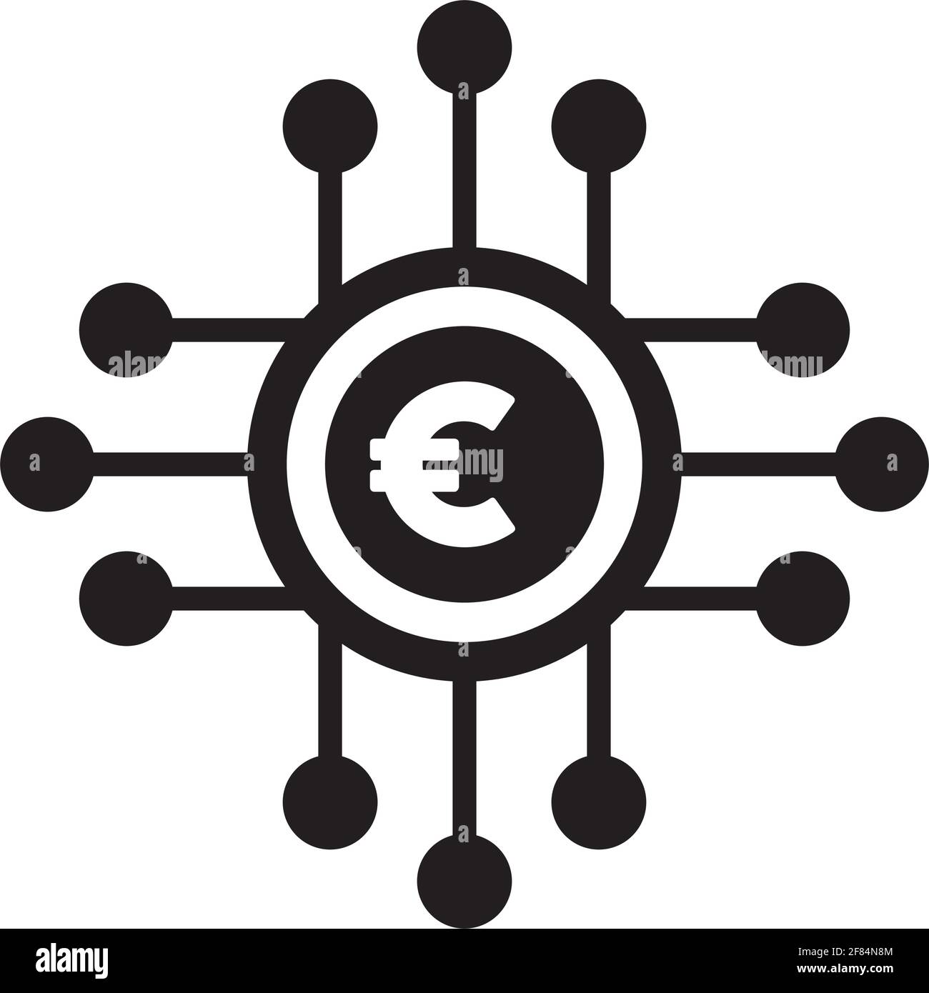Digital euro symbol icon vector currency for digital transactions for ...