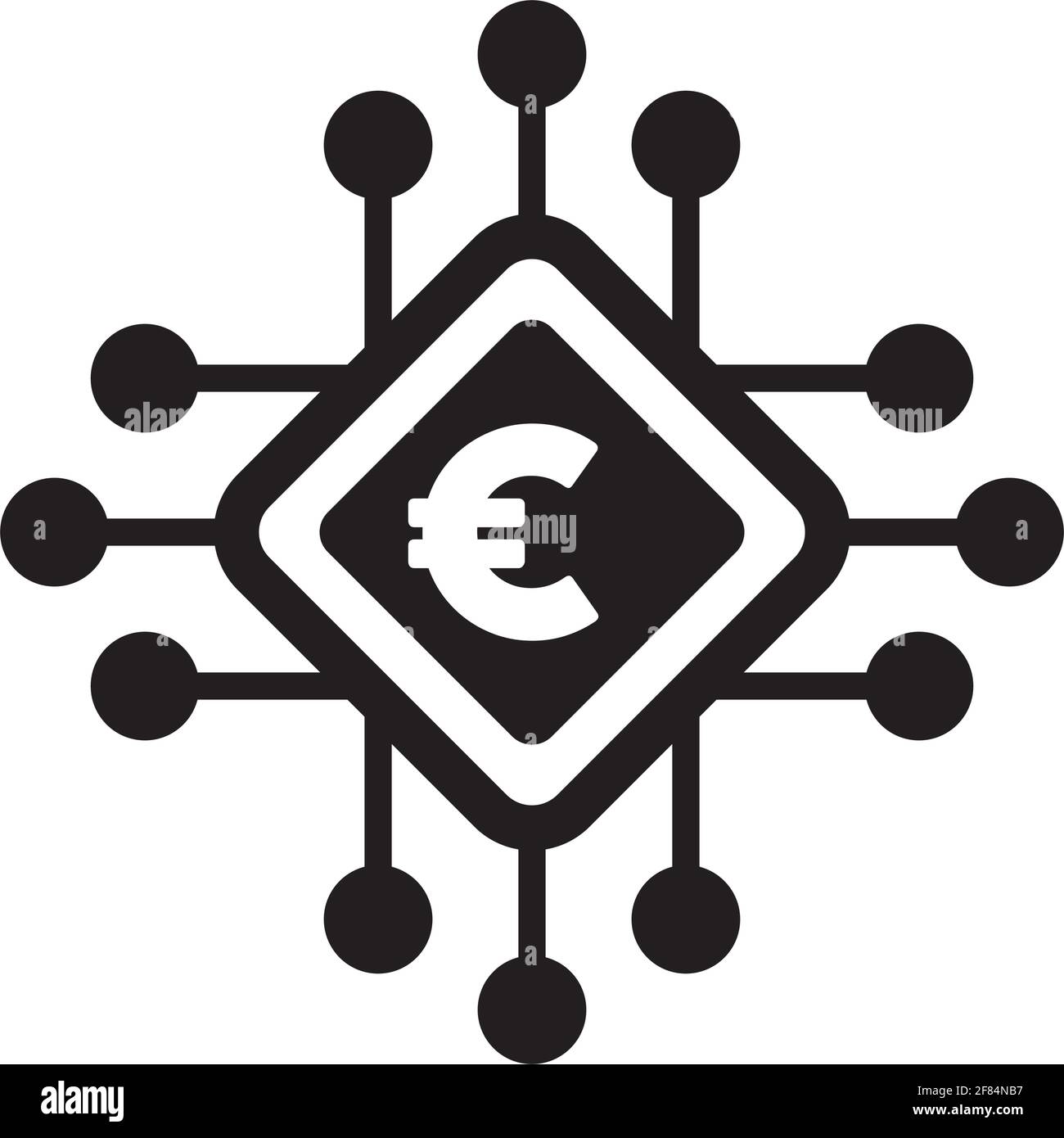 Digital euro currency icon vector symbol for digital transactions for ...