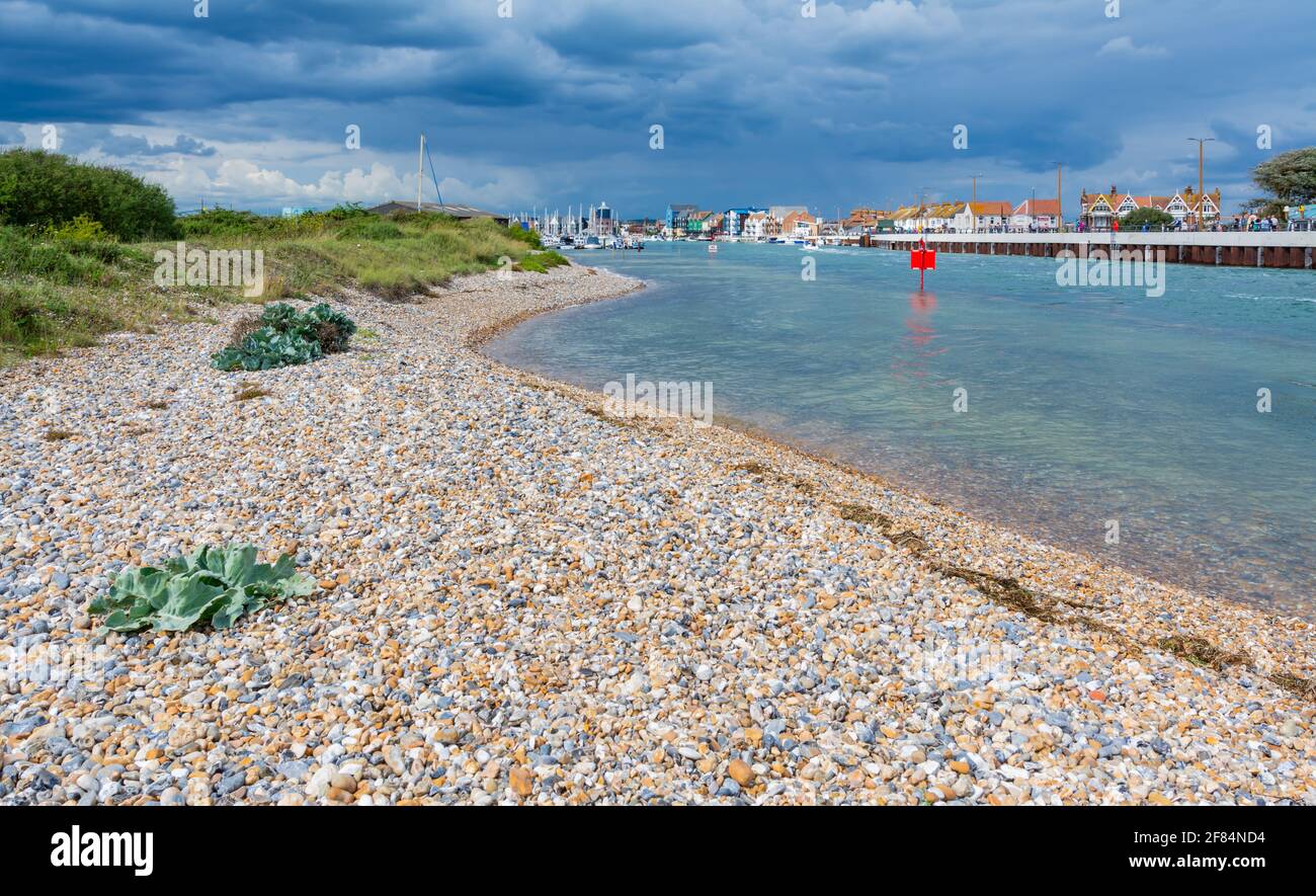 River Arun at high tide, taken on a shingle bank from the West Side of ...