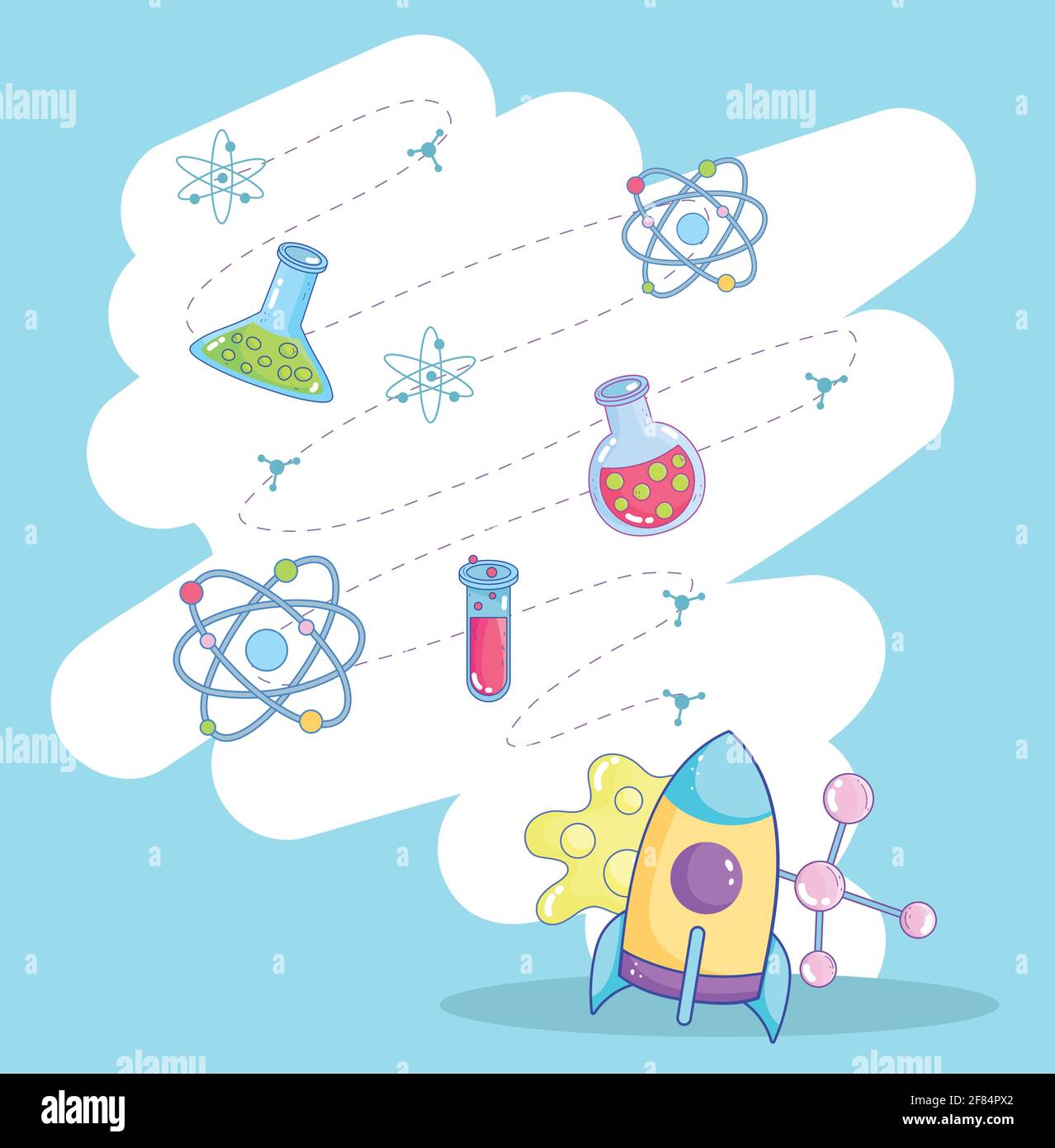 science flasks atom chemistry cartoon Stock Vector Image & Art - Alamy
