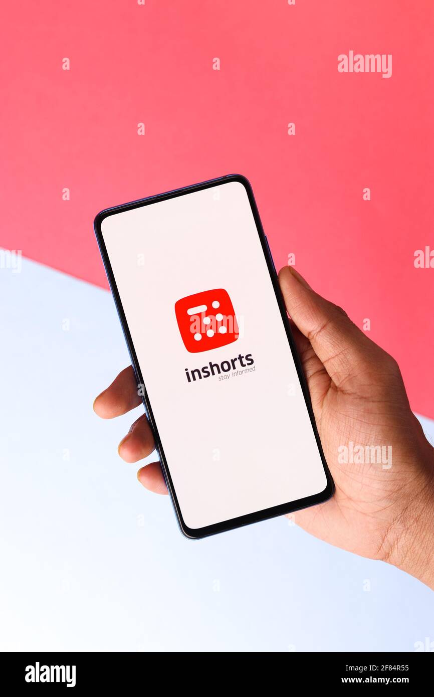 Assam, india - April 10, 2021 : Inshorts app logo on phone screen stock ...