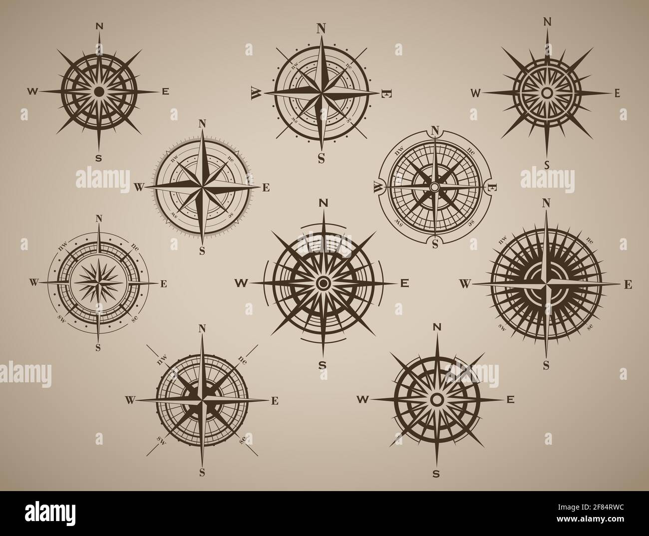 Antique Compass Rose Tattoo