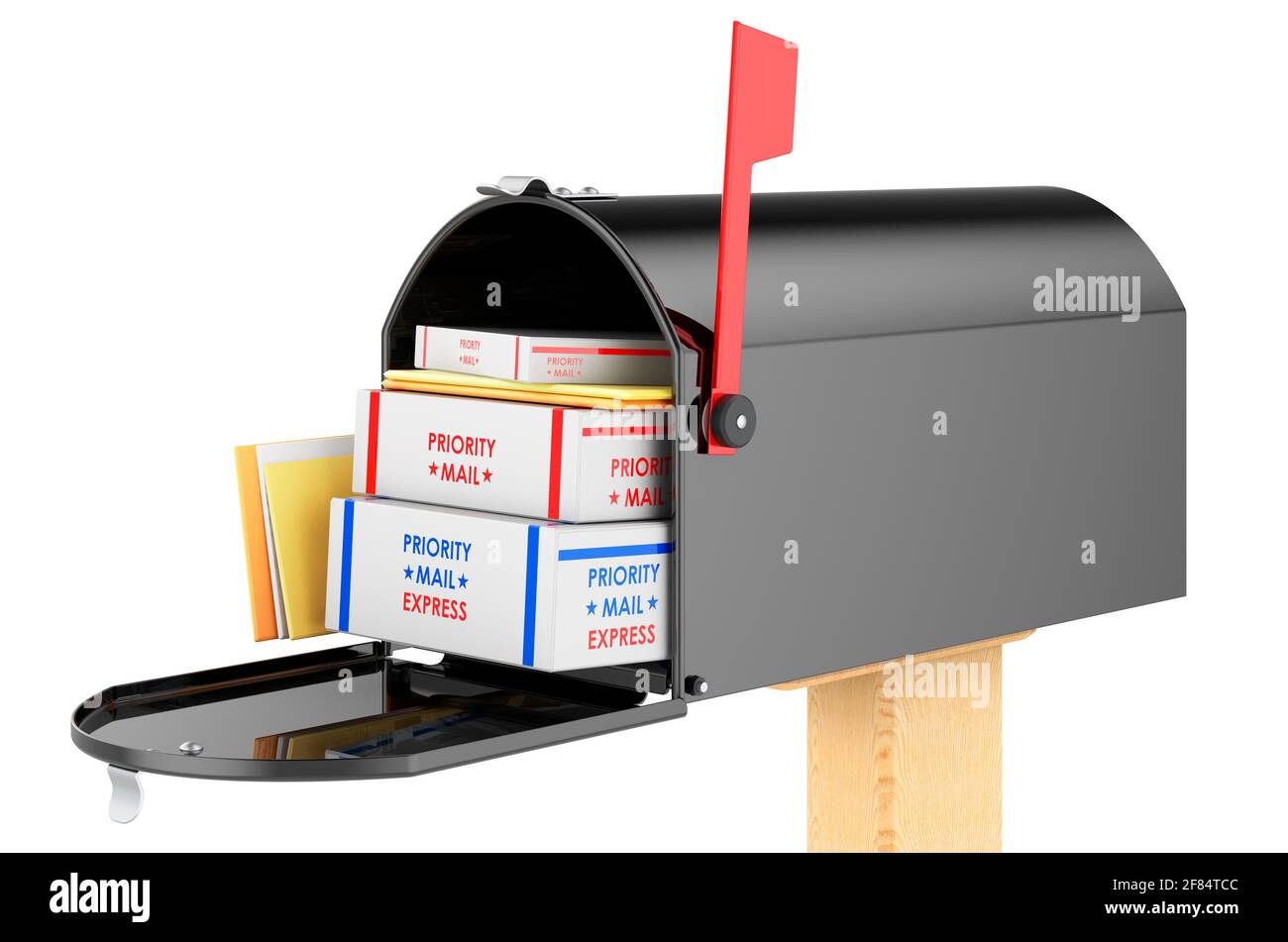 Mailbox with parcels, 3D rendering isolated on white background Stock ...