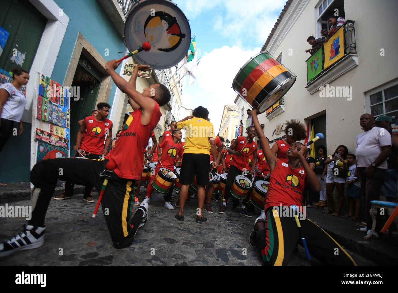 salvador, bahia / brazil - april 25, 2017: Members of the Olodum Band ...