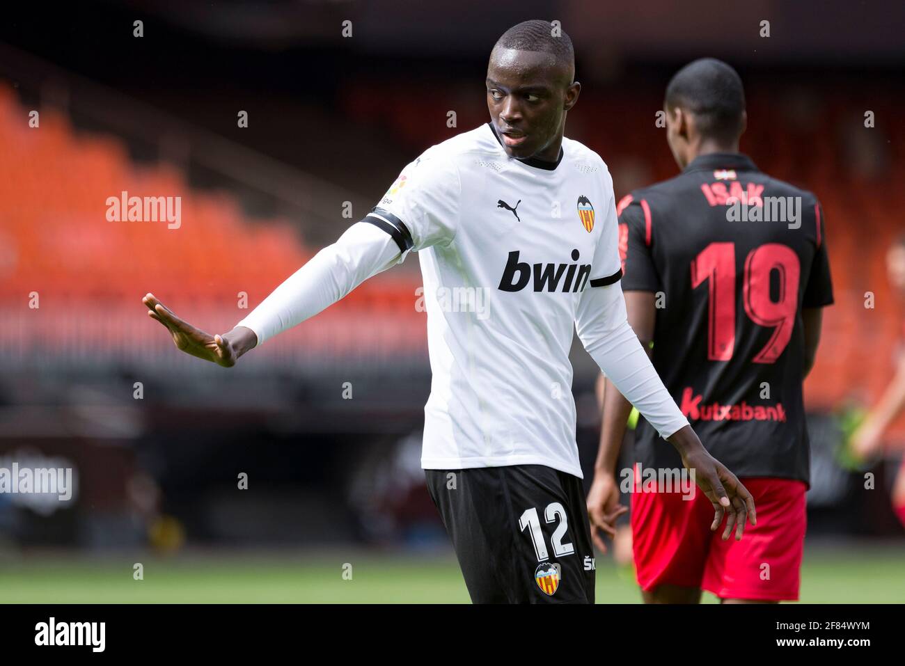 Mouctar Diakhaby of Valencia CF seen in action during the Spanish La ...