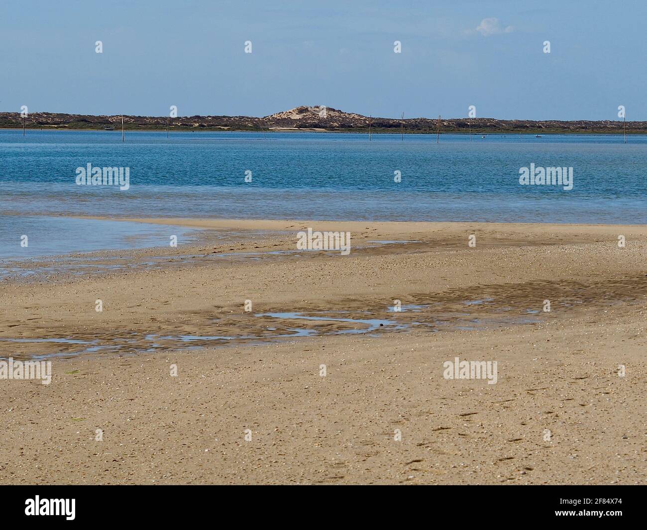 Beautiful beach of Fuseta at the Algarve coast of Portugal Stock Photo ...